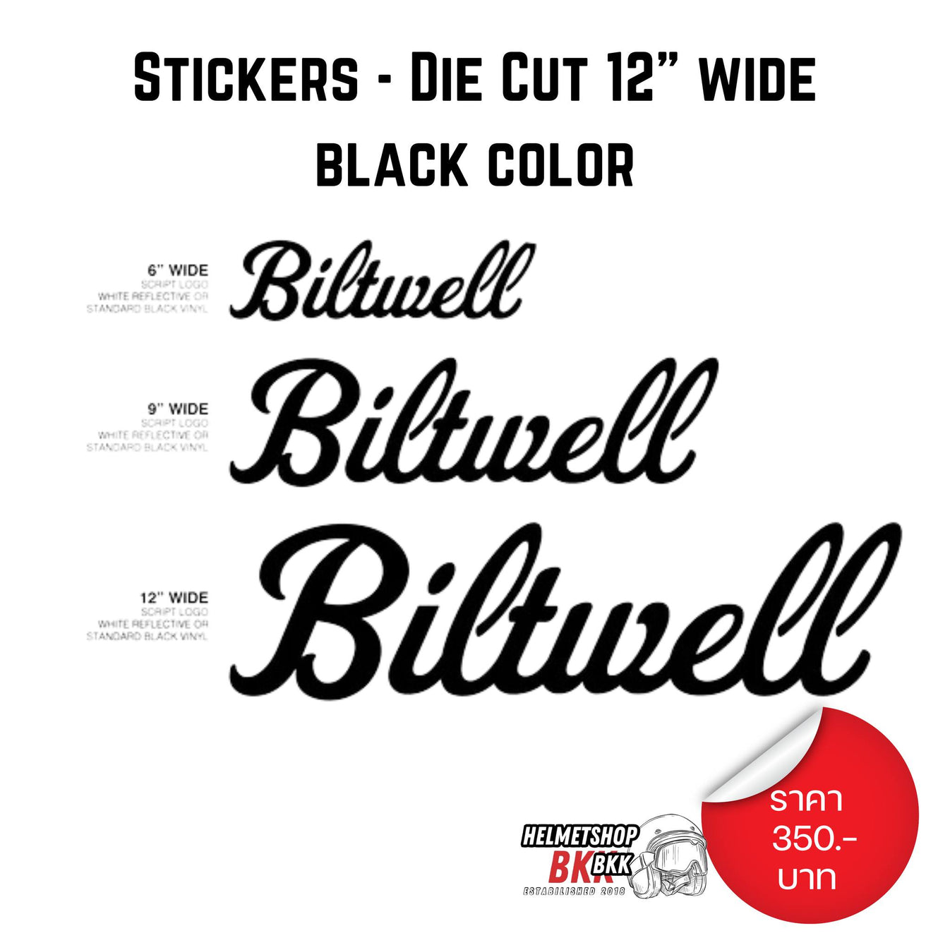 STICKERS BILTWELL- DIE CUT 12" WIDE BLACK COLOR – Helmetshopbkk