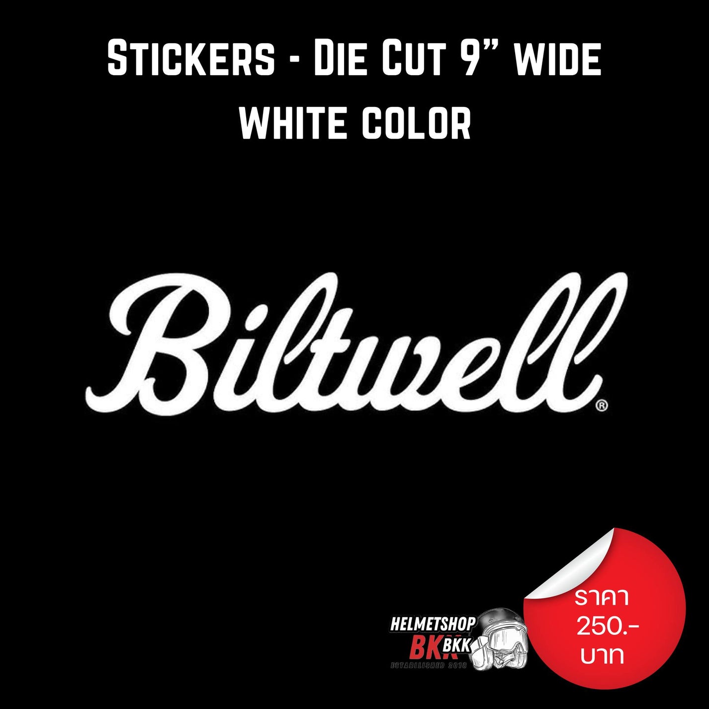 STICKERS BILTWELL - DIE CUT 9" WIDE WHITE COLOR – Helmetshopbkk